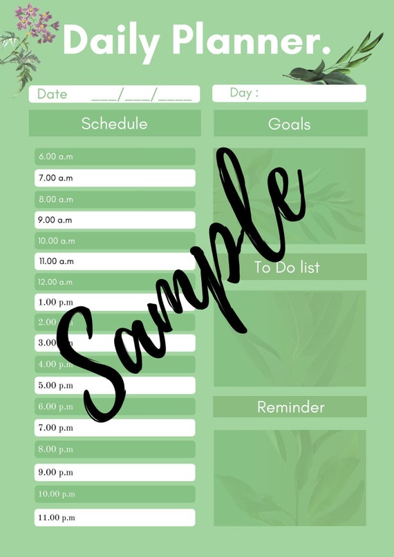 Printable Green Aesthetic Daily Planner | Etsy