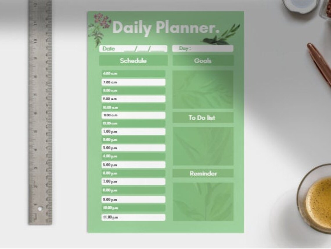 Printable Green Aesthetic Daily Planner - Etsy