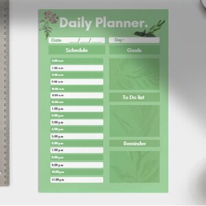 Printable Green Aesthetic Daily Planner - Etsy