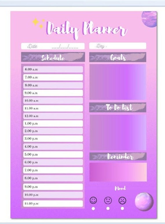 Printable Aesthetic Space Themed Daily Planner | Etsy