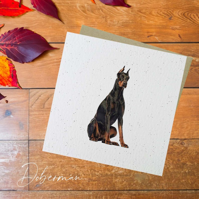 Doberman Card Dog Card - Etsy