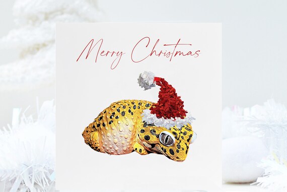 Leopard Gecko Merry Christmas Card Christmas Cards Paper Greeting Cards ...