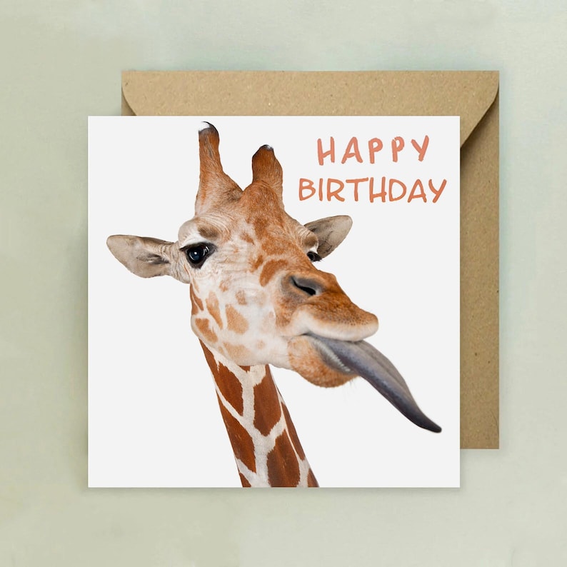 Funny Giraffe Happy Birthday Card - Etsy