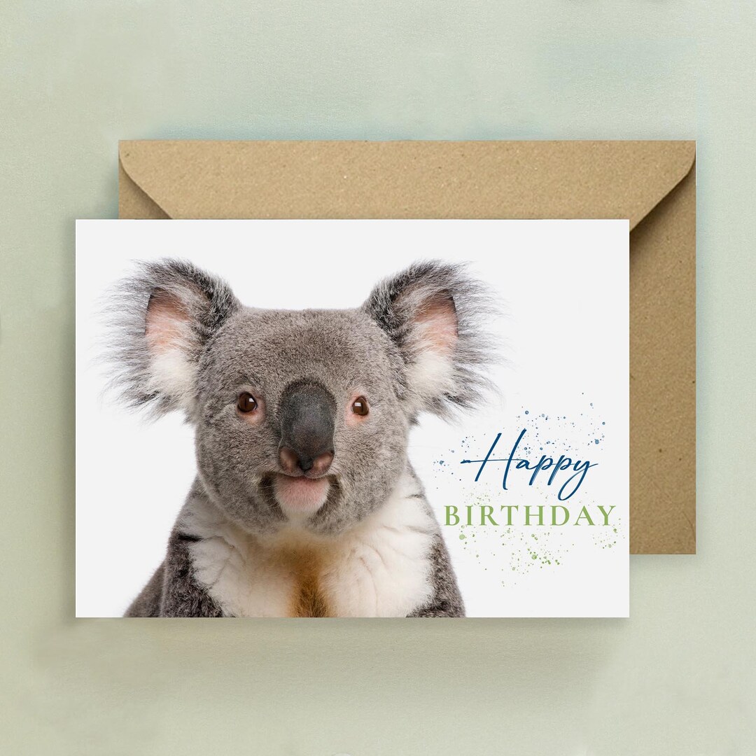 Cute Koala Happy Birthday Card - Etsy