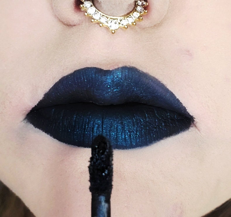 The Wednesday Adams Bundle, Matte Black Liquid Lipstick, Metallic Black ...