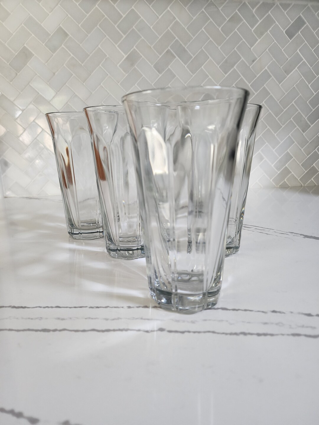 Vintage High Ball Glass Set Cathedral Style Etsy