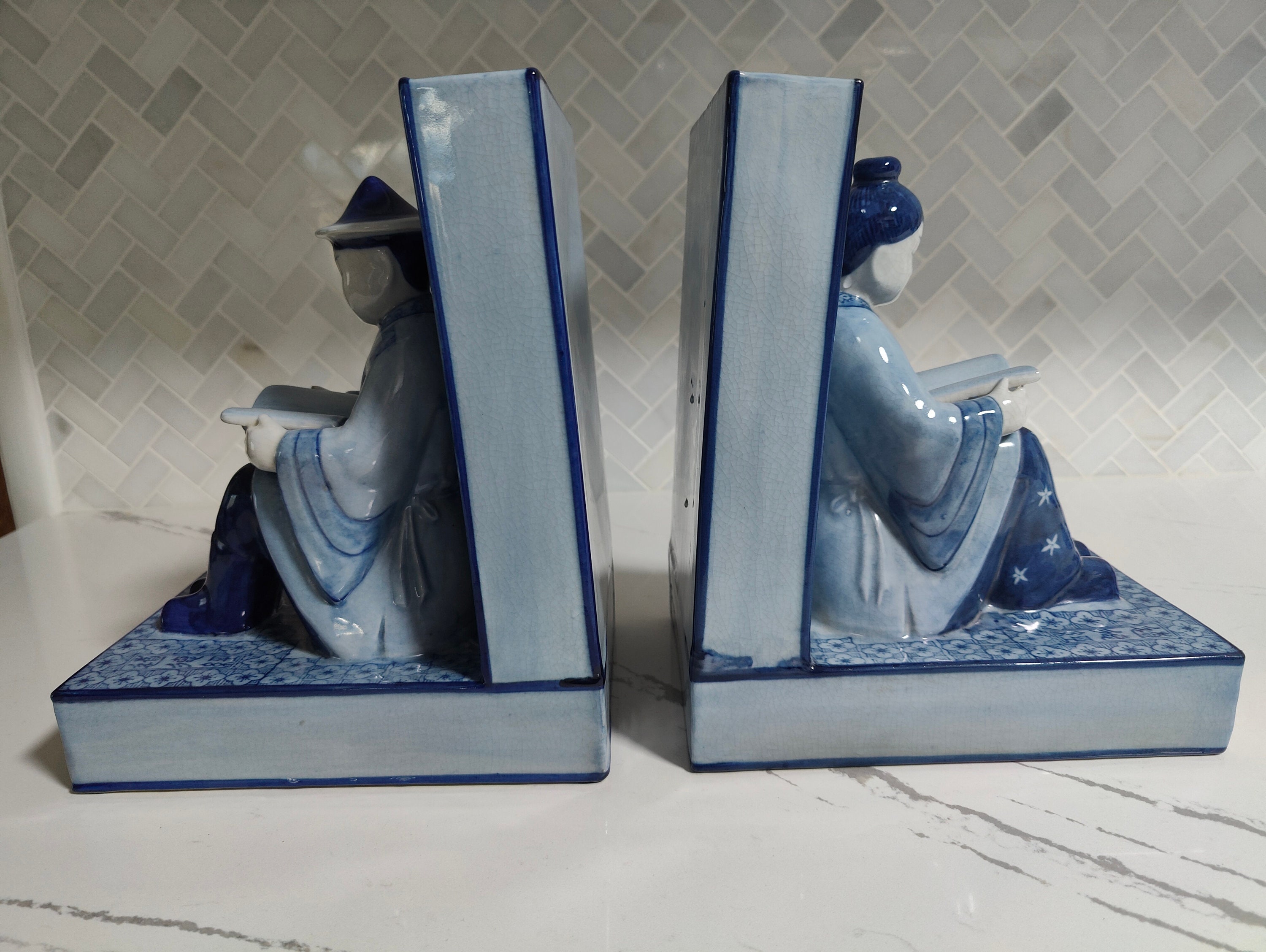 Vintage Large Chinese Porcelain Bookends (set) - Etsy