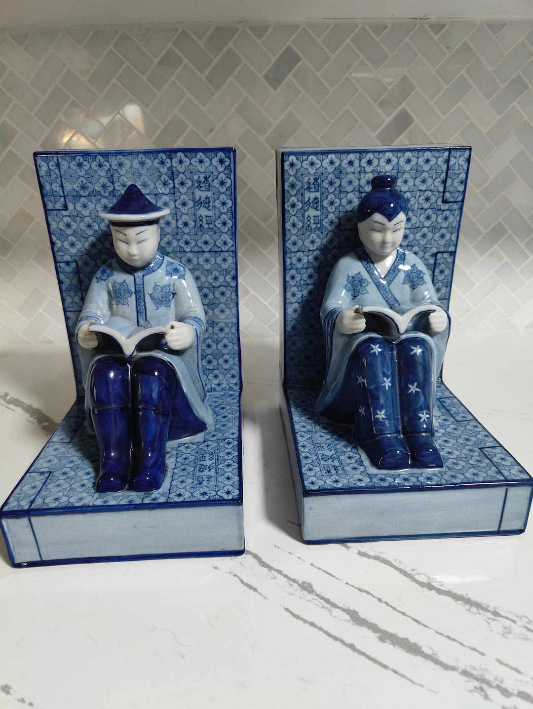Vintage Large Chinese Porcelain Bookends (set) - Etsy