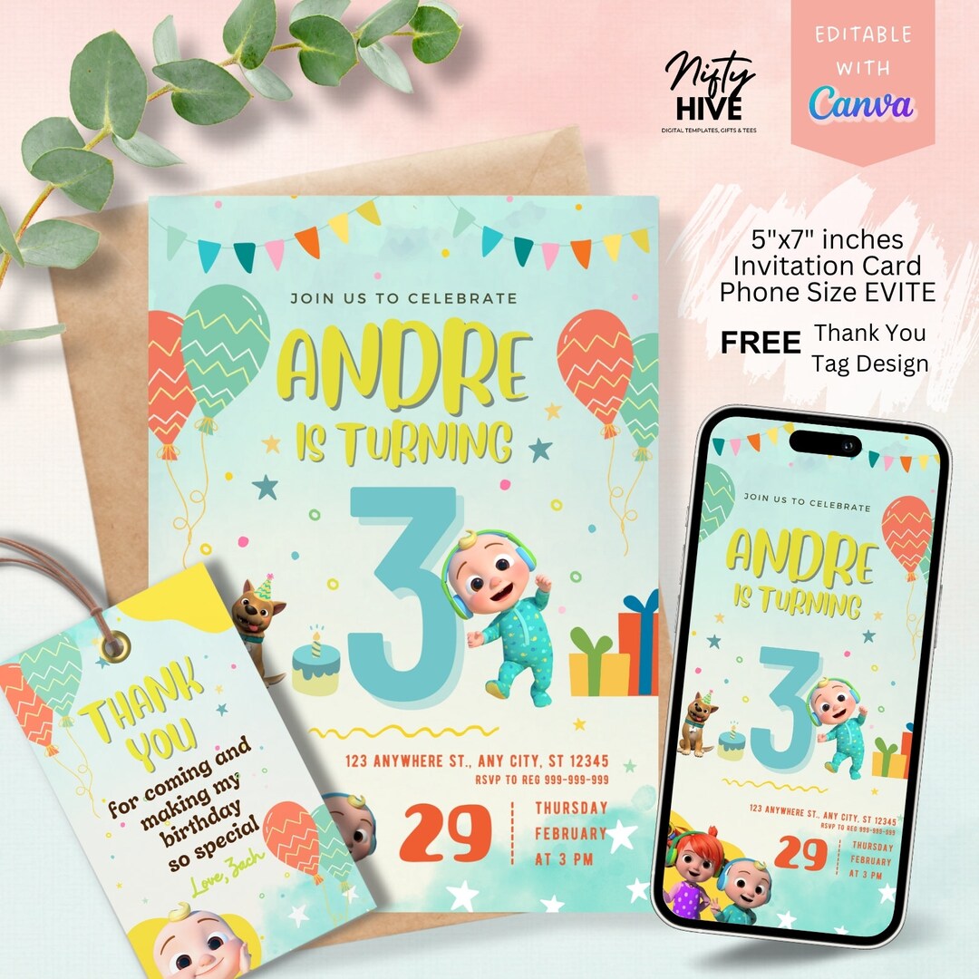 Coco 3rd Birthday Party, Turning 3, Coco Melon Birthday Digital Print ...