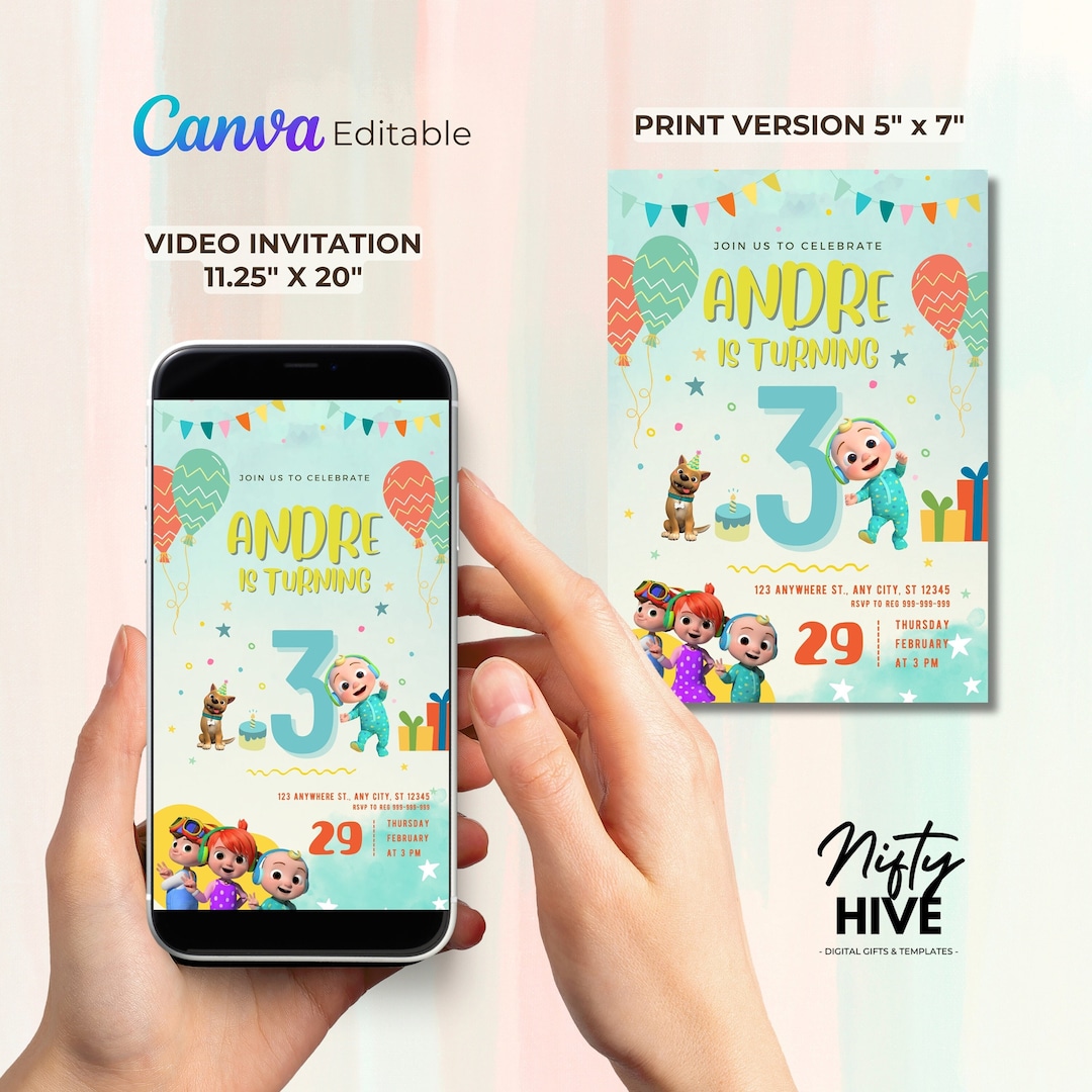 JJ Coco 3rd Birthday Party, Turning 3, Birthday Digital Print ...