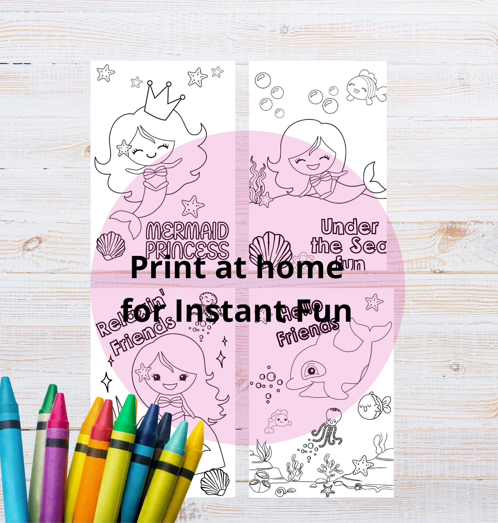 Mermaid Coloring Pages, Birthday Party Activity, Under the Sea Coloring ...