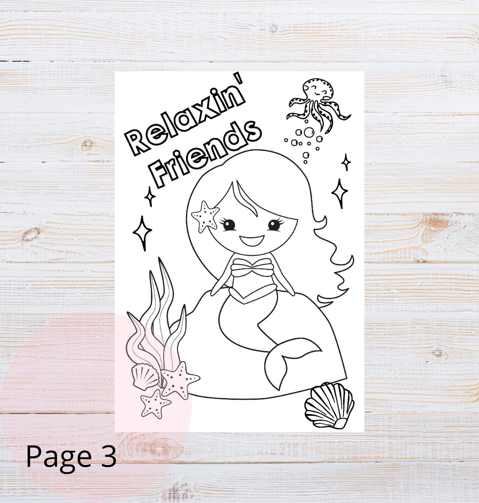 Mermaid Coloring Pages, Birthday Party Activity, Under the Sea Coloring ...