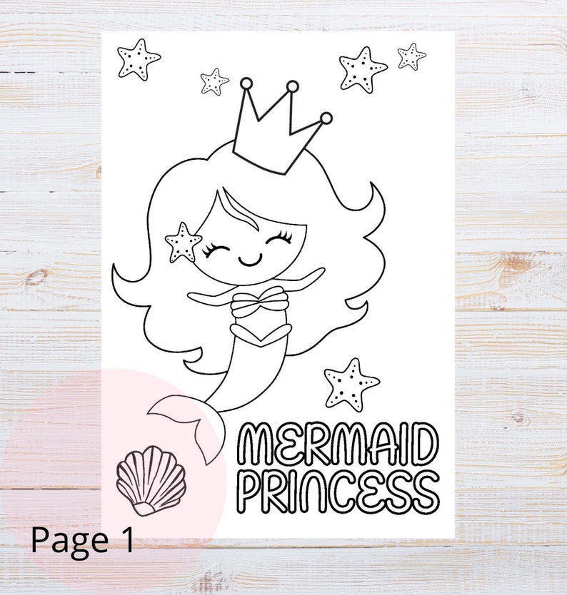 Mermaid Coloring Pages, Birthday Party Activity, Under the Sea Coloring ...