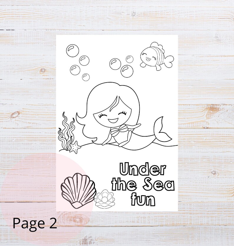 Mermaid Coloring Pages, Birthday Party Activity, Under the Sea Coloring ...