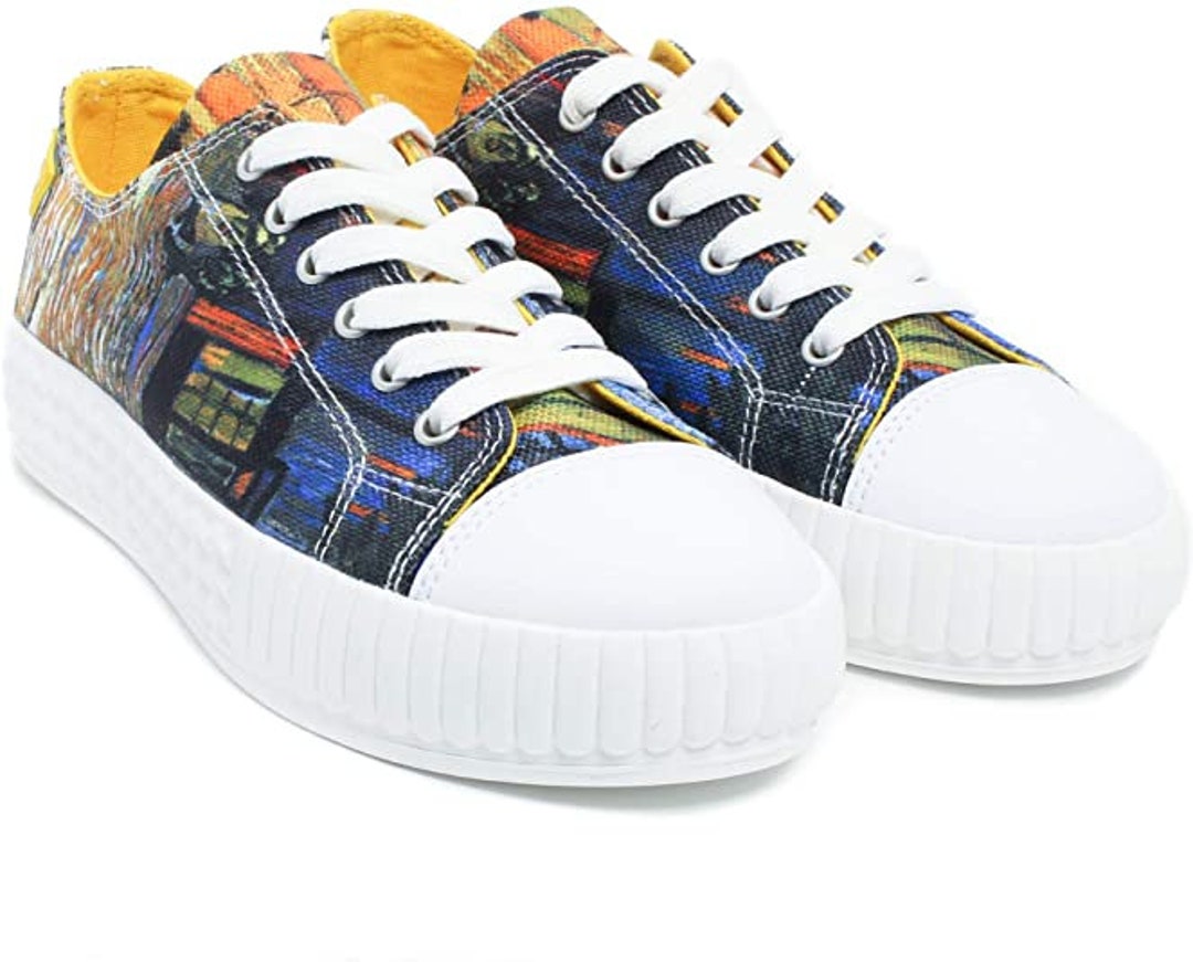 Van Gogh Cafe Terrace at Night Sneakers, Women's Low Top Canvas Shoes ...