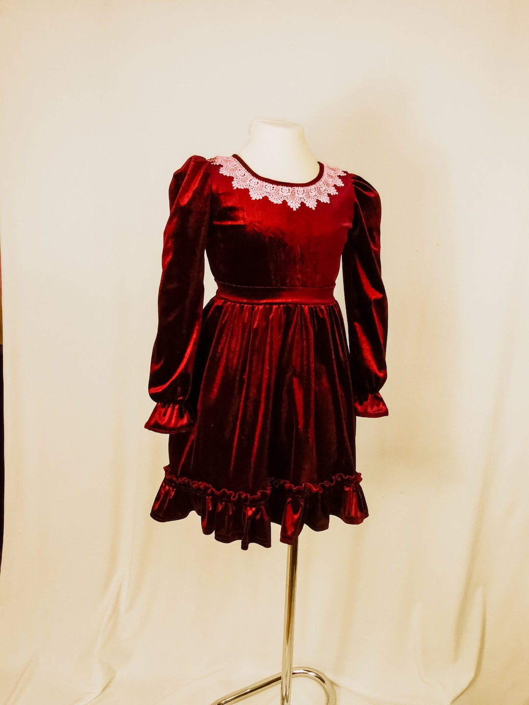 Handmade Velvet Dress for Children's. Burgundy Dress for Girls.velvet ...