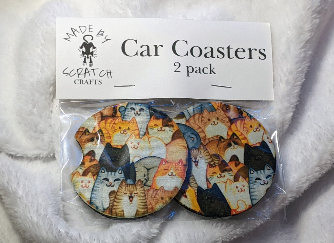 Cat Car Coasters, Standard Cup Holder Size, Neoprene (2-pack) - Etsy