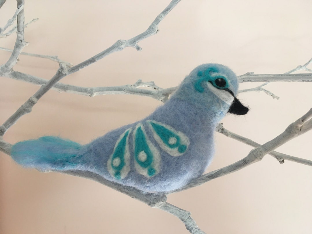 Needle Felted Dove, Felted Folk Dove, Wool Felted Christmas Ornament ...