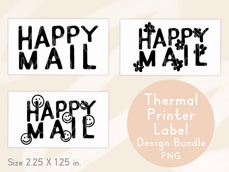 Happy Mail Bundle Thermal Sticker PNG Thermal Printer Label - Etsy