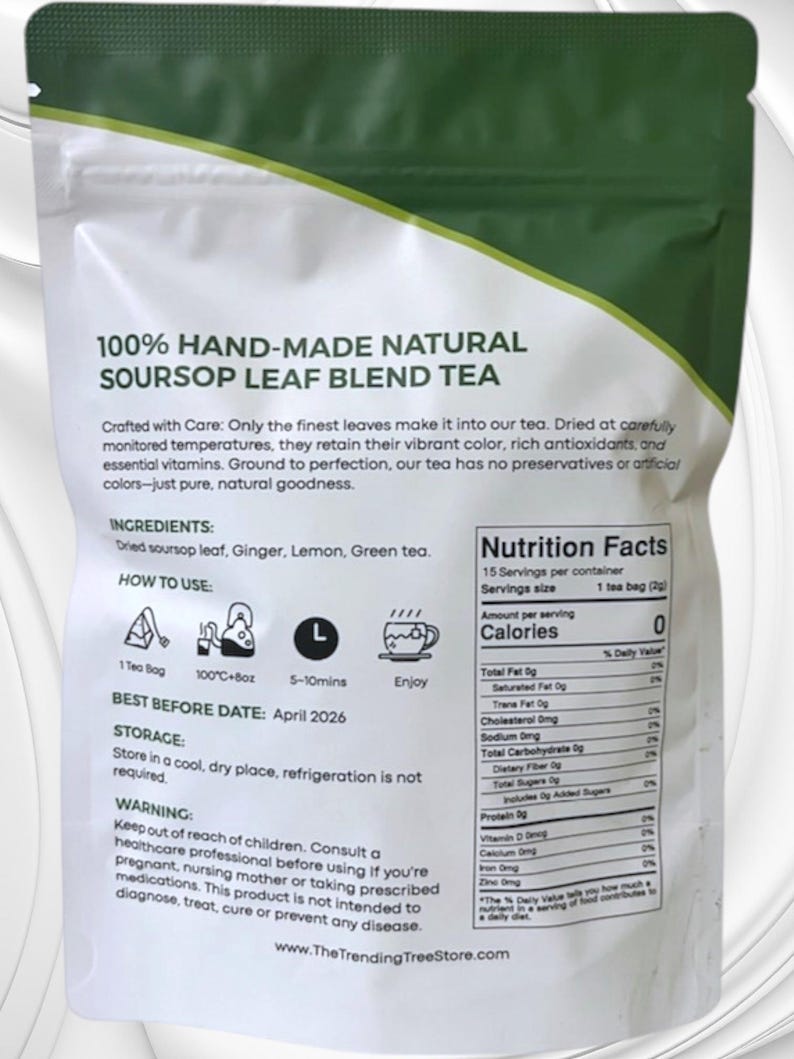 Soursop Ginger Lemon Green Tea - 2 Pack (30 Bags) - Etsy