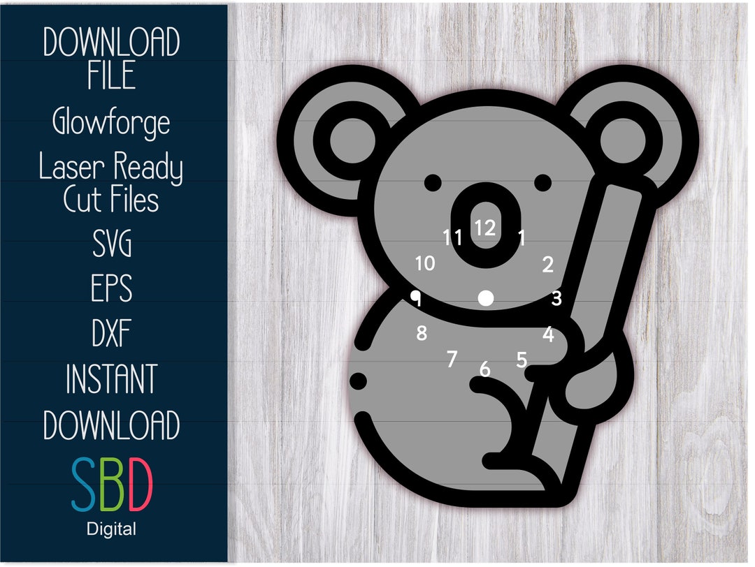 Koala Clock SVG - Wooden Clock File - Nursery Clock Laser File - Laser ...