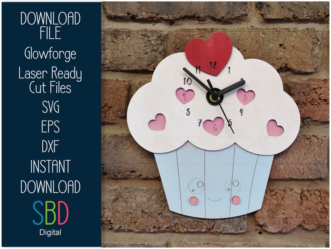 Heart Cupcake Clock SVG - Wooden Clock File - Nursery Clock File ...