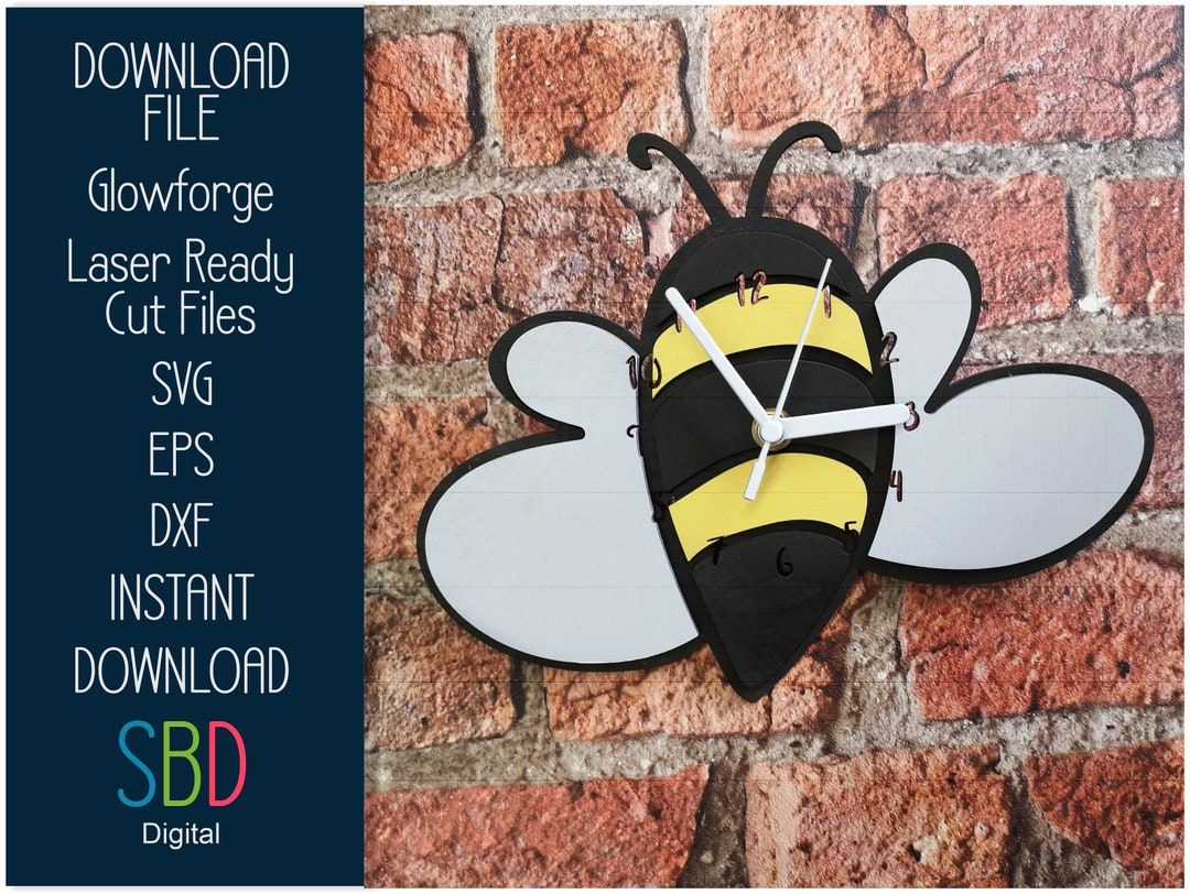 Bumble Bee Clock SVG - Wooden Clock File - Laser Ready Template ...