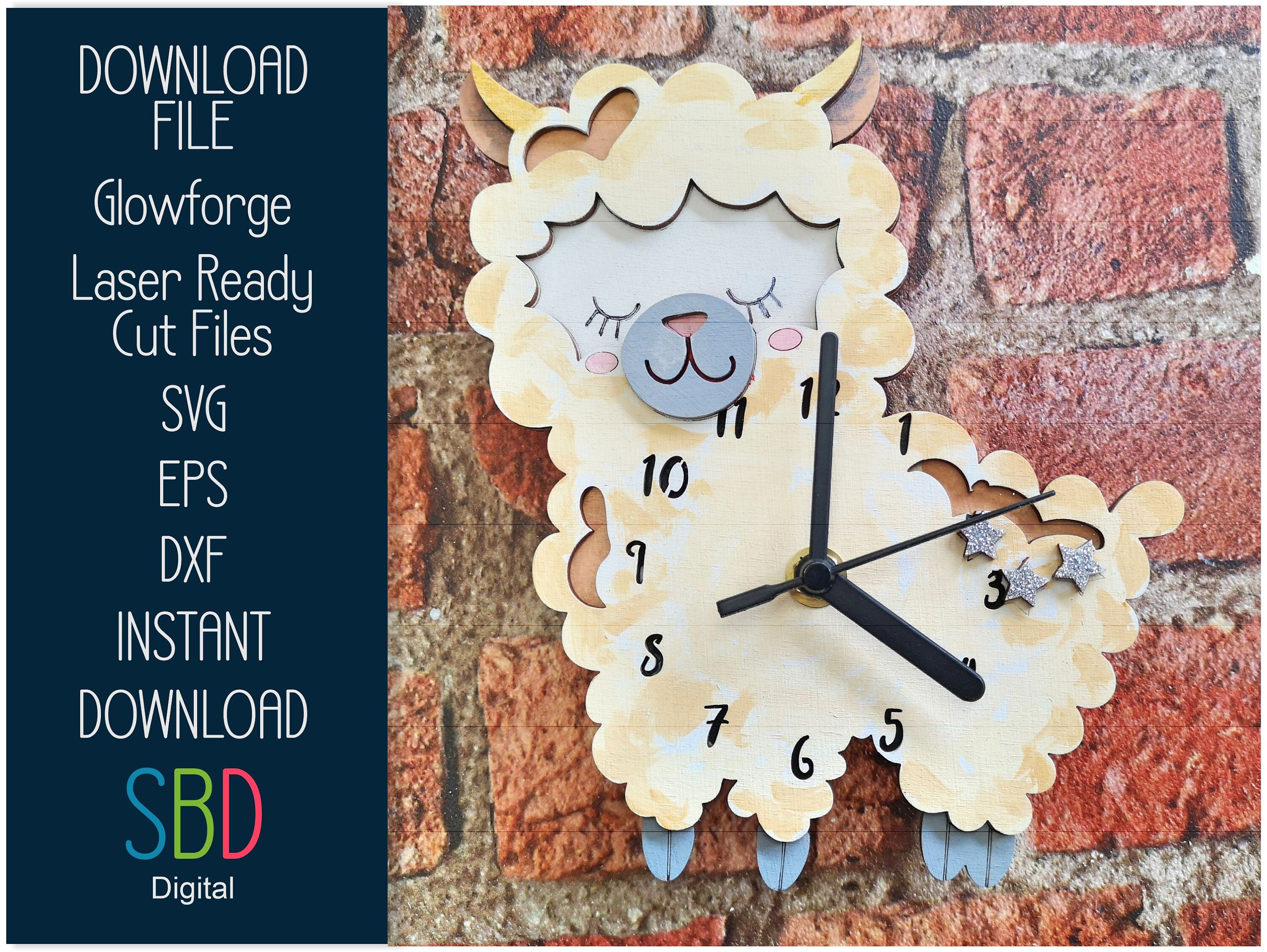 Llama Clock SVG - Wooden Clock File - Laser Ready Template - Nursery ...