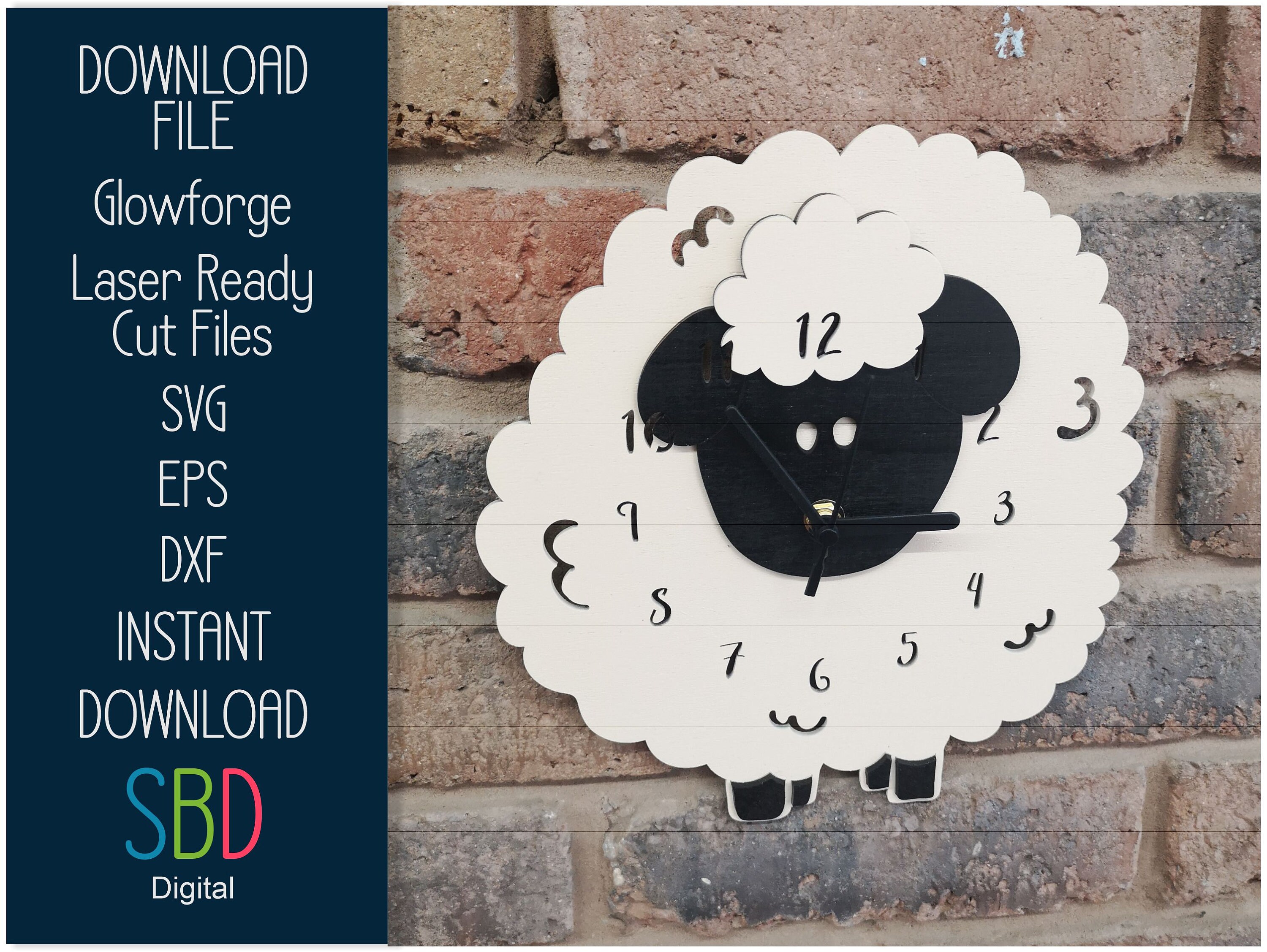 Sheep Clock SVG - Wooden Clock File - Laser Ready Template - Nursery ...