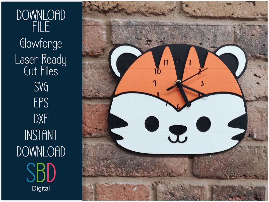 Tiger Clock SVG - Wooden Clock File - Laser Ready Template - Nursery ...