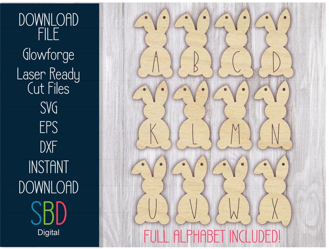 Easter Bunny Bunting Alphabet - Wooden Easter Bunting File - Laser ...