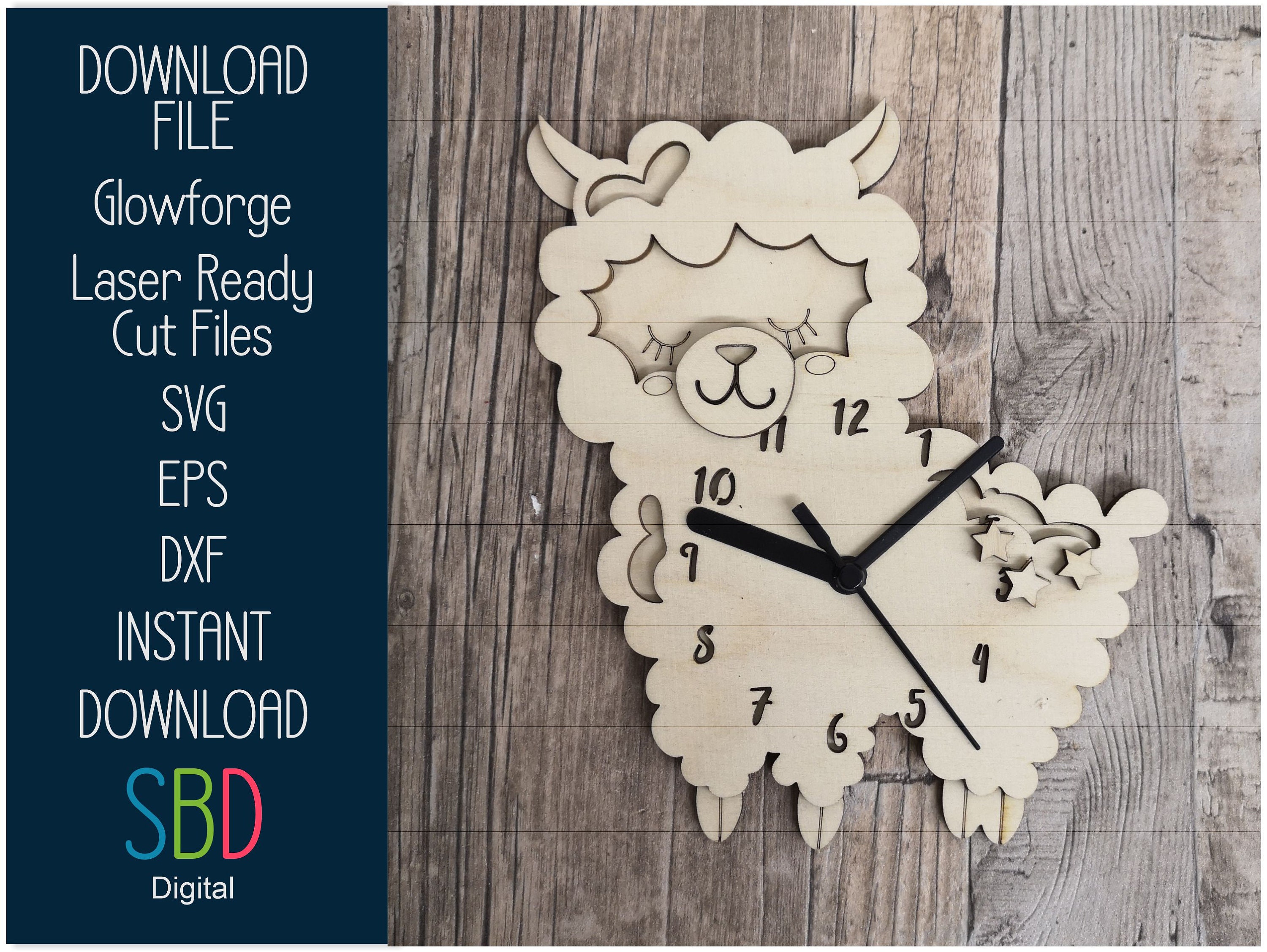 Llama Clock SVG - Wooden Clock File - Laser Ready Template - Nursery ...