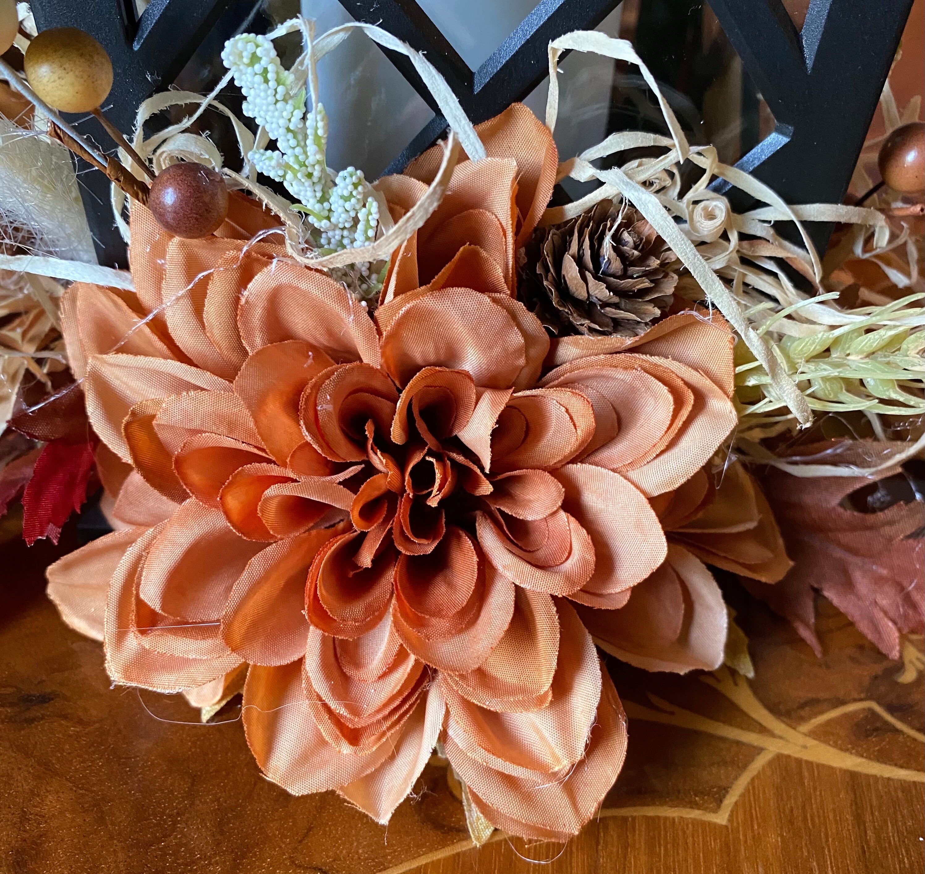 Fall solar Flameless Centerpiece Lantern in Cream and Brown - Etsy