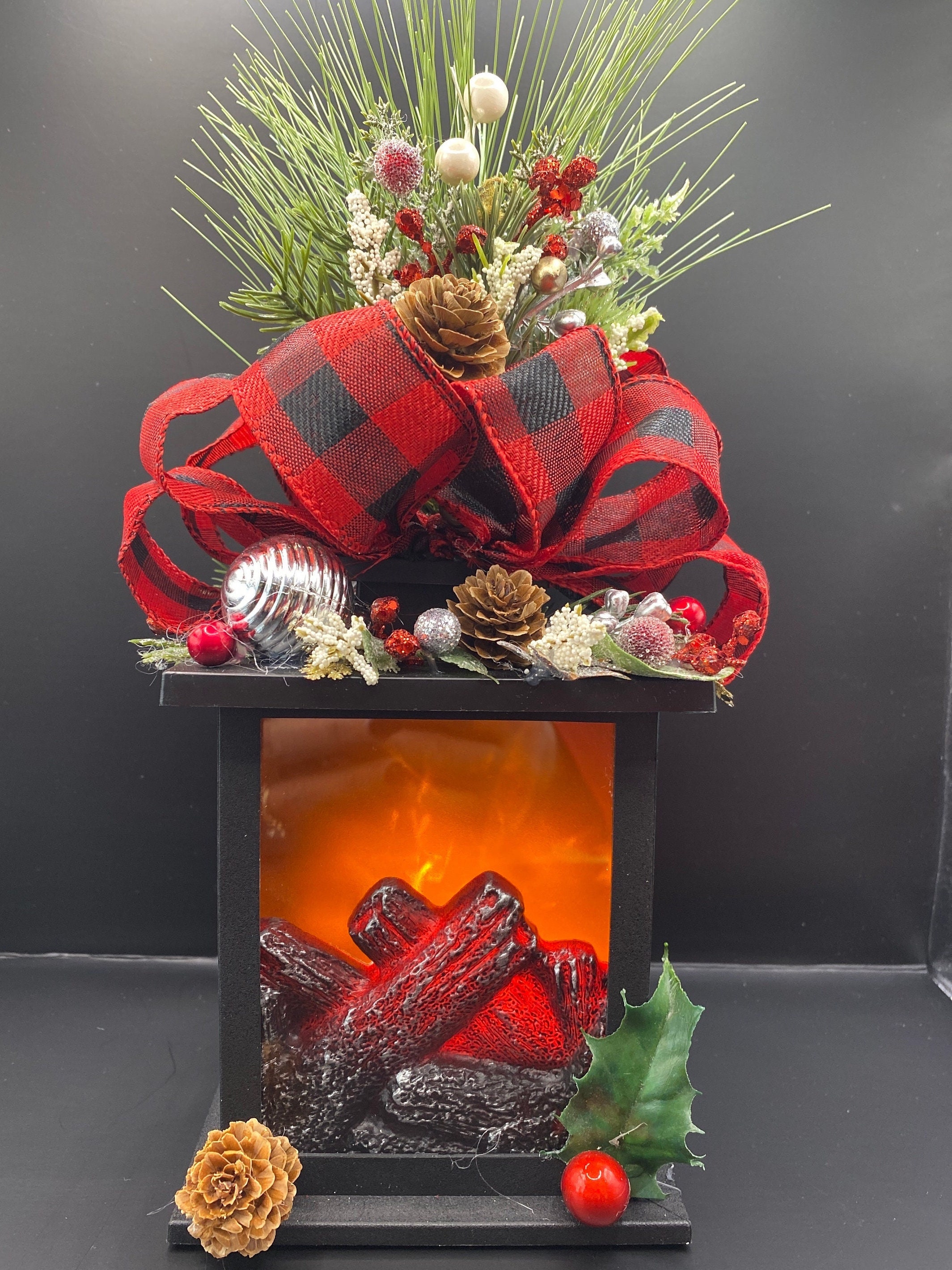 Christmas Lantern/ Holiday Lantern / Fireplace Lanterns/ Centerpiece ...