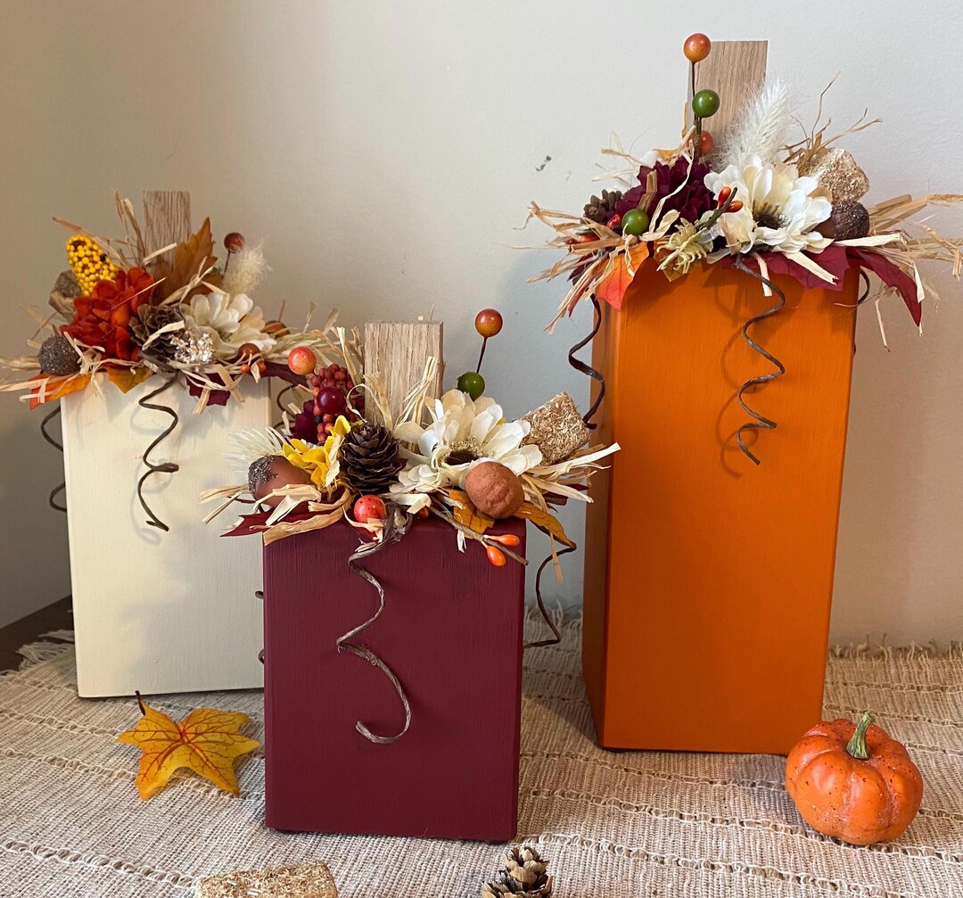 Fall Decorative Wood Blocks: Thanksgiving Centerpiece / Fall Decor / - Etsy