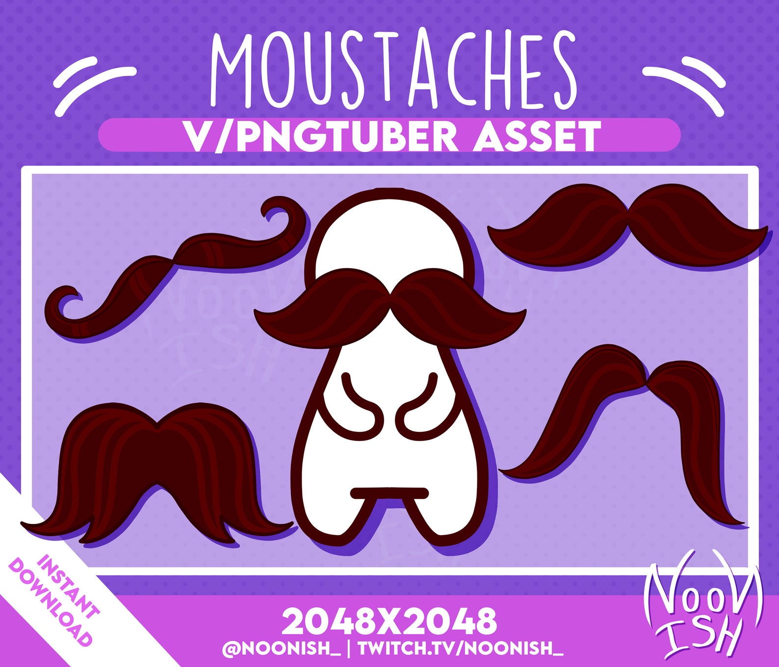 Vtuber / Pngtuber MOUSTACHES | Funny Stream Overlay/assets | Veadotube ...