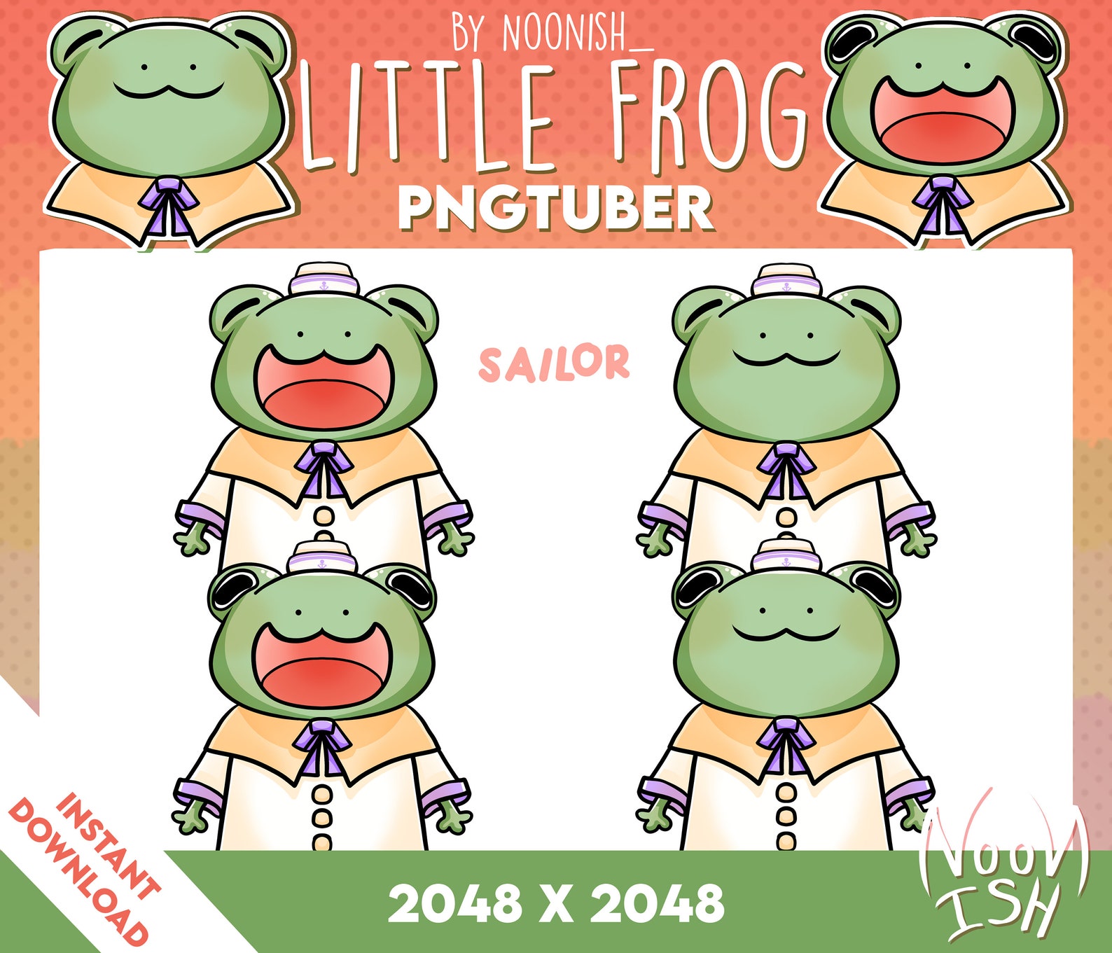 Premade Png-tuber Model Little Frog 6 Versions/outfits V-tuber, Vtuber ...