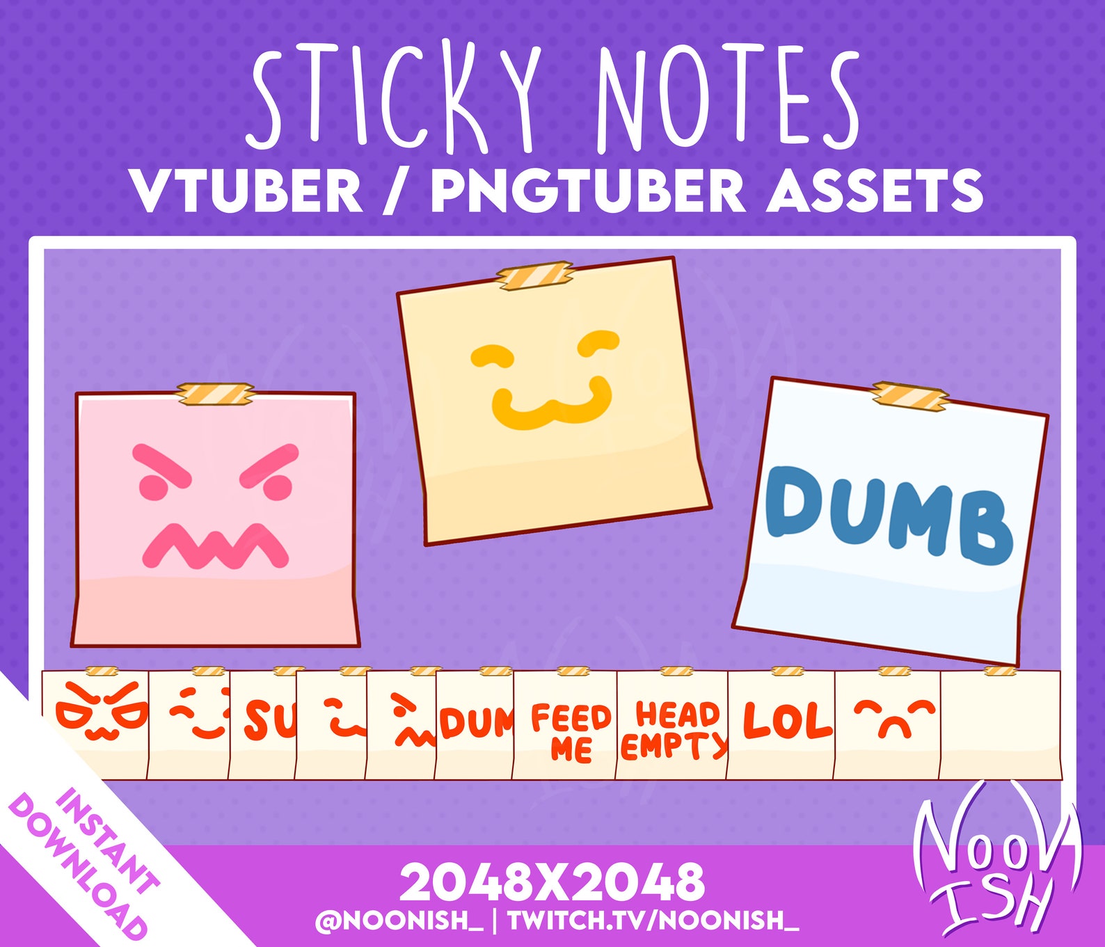 PINK Vtuber / Pngtuber Sticky Note | Funny Stream Overlay/assets ...