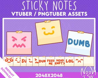 37 Vtuber / Pngtuber Sticky Note Assets Pink Streamer Setup Twitch ...