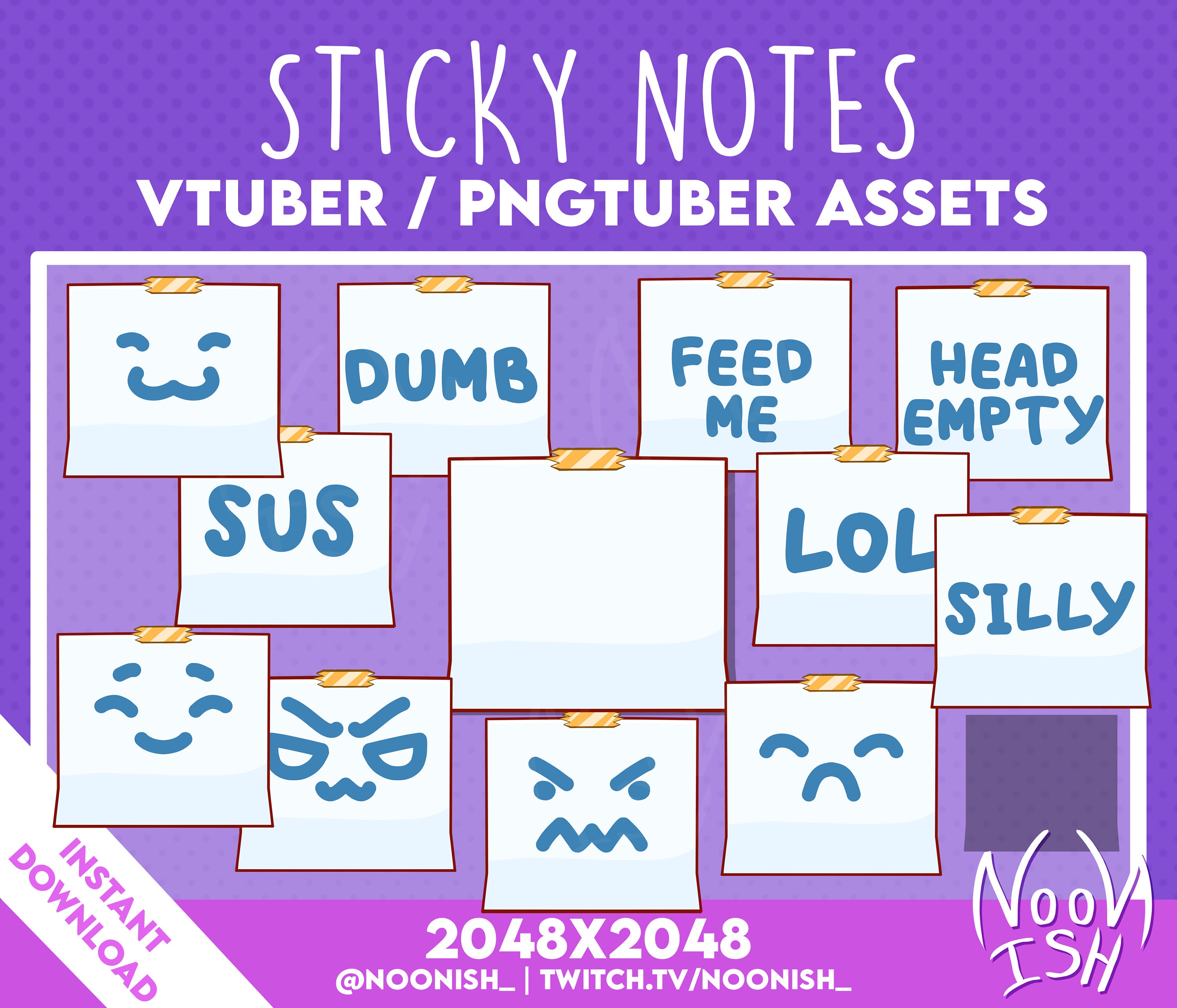 ALL Vtuber / Pngtuber Sticky Note | Funny Stream Overlay/assets ...
