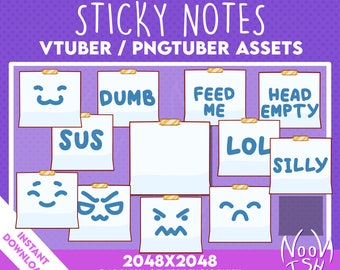 37 Vtuber / Pngtuber Sticky Note Assets Pink Streamer Setup Twitch ...