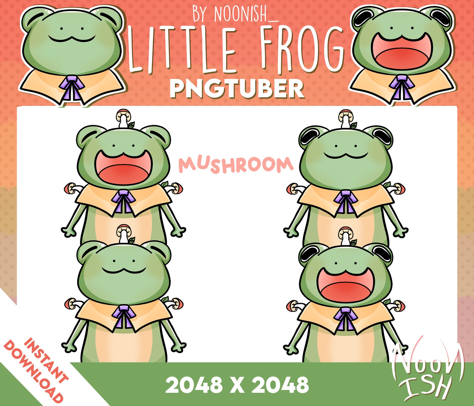 Premade Png-tuber Model Little Frog | 6 Versions/outfits | V-tuber ...
