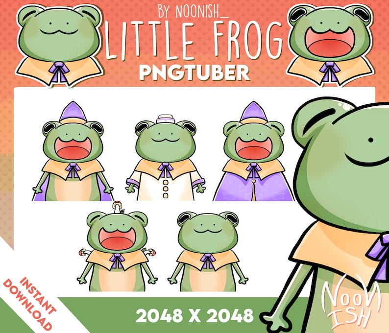 Premade Png-tuber Model Little Frog 6 Versions/outfits V-tuber, Vtuber ...