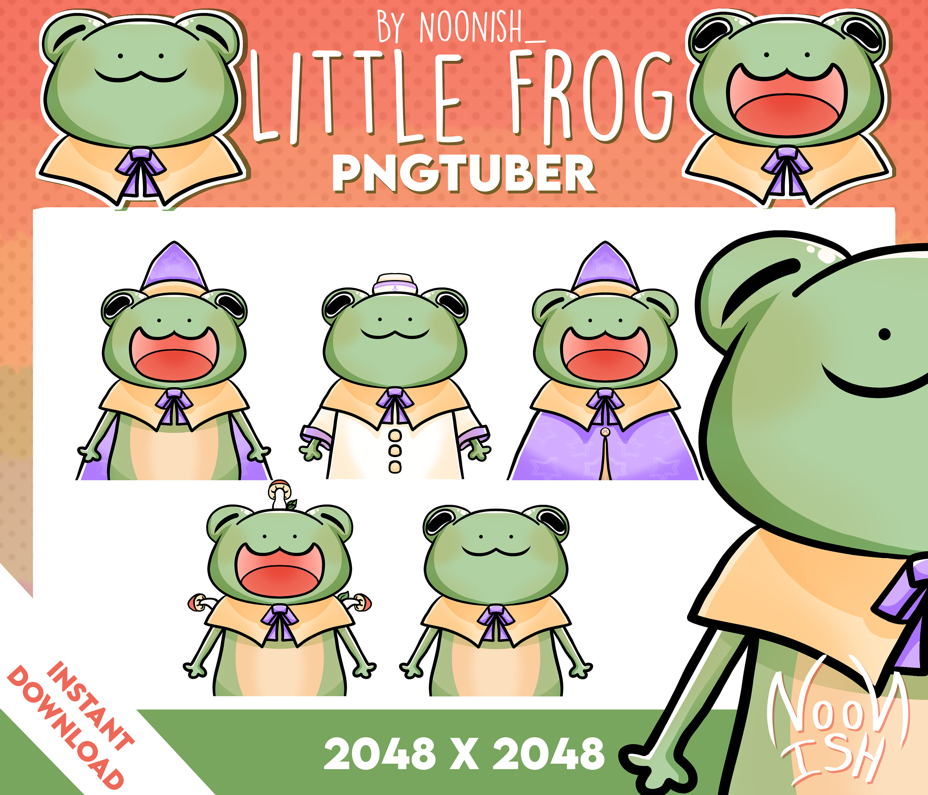 Premade Png-tuber Model Little Frog | 6 Versions/outfits | V-tuber ...