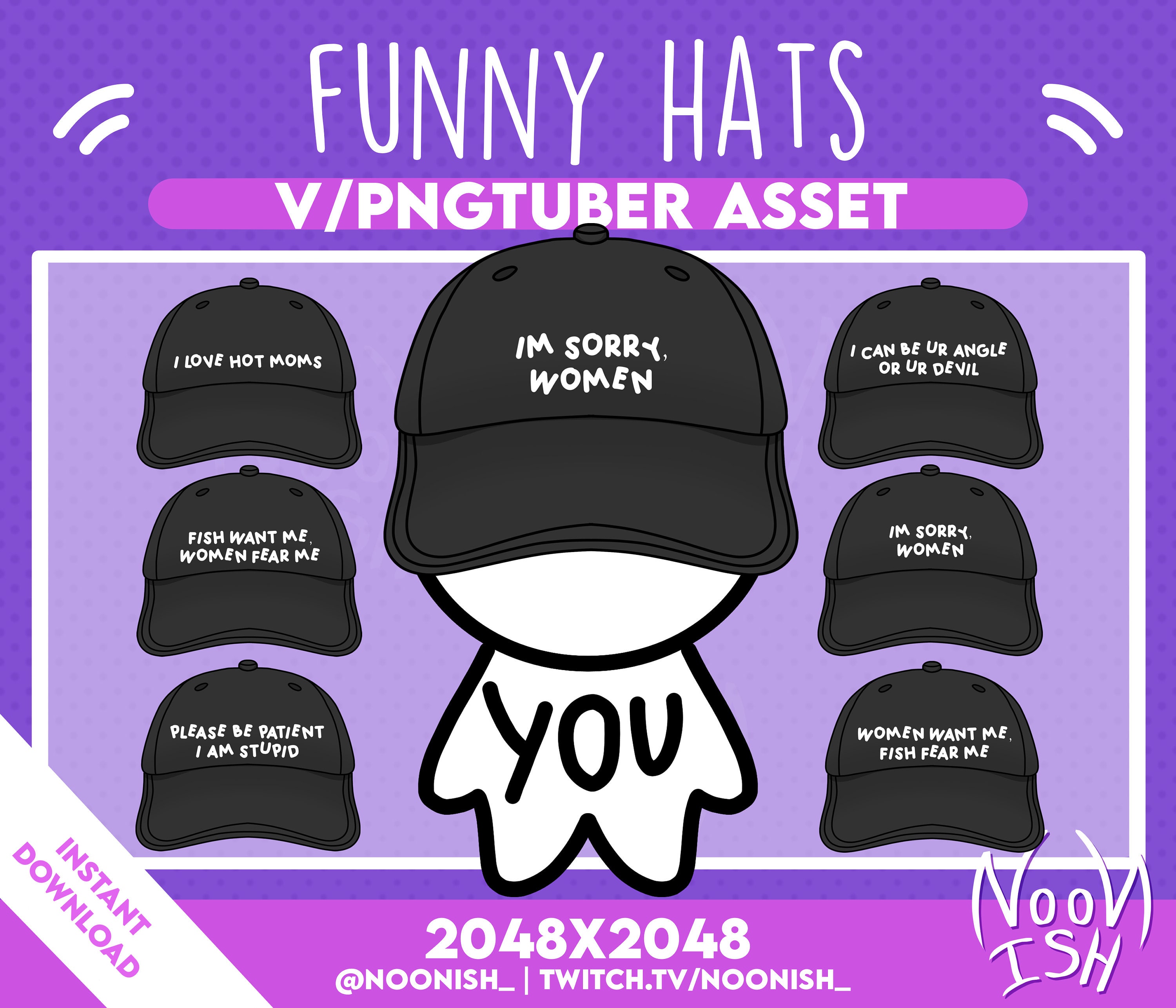 Vtuber PNG Tuber Asset FUNNY HATS Multiple Variations - Etsy UK