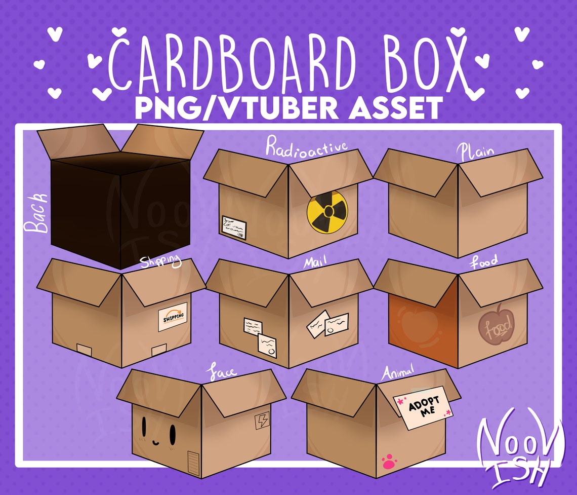 Vtuber PNG Tuber Asset CARDBOARD BOX - Multiple Variations | Veadotube ...