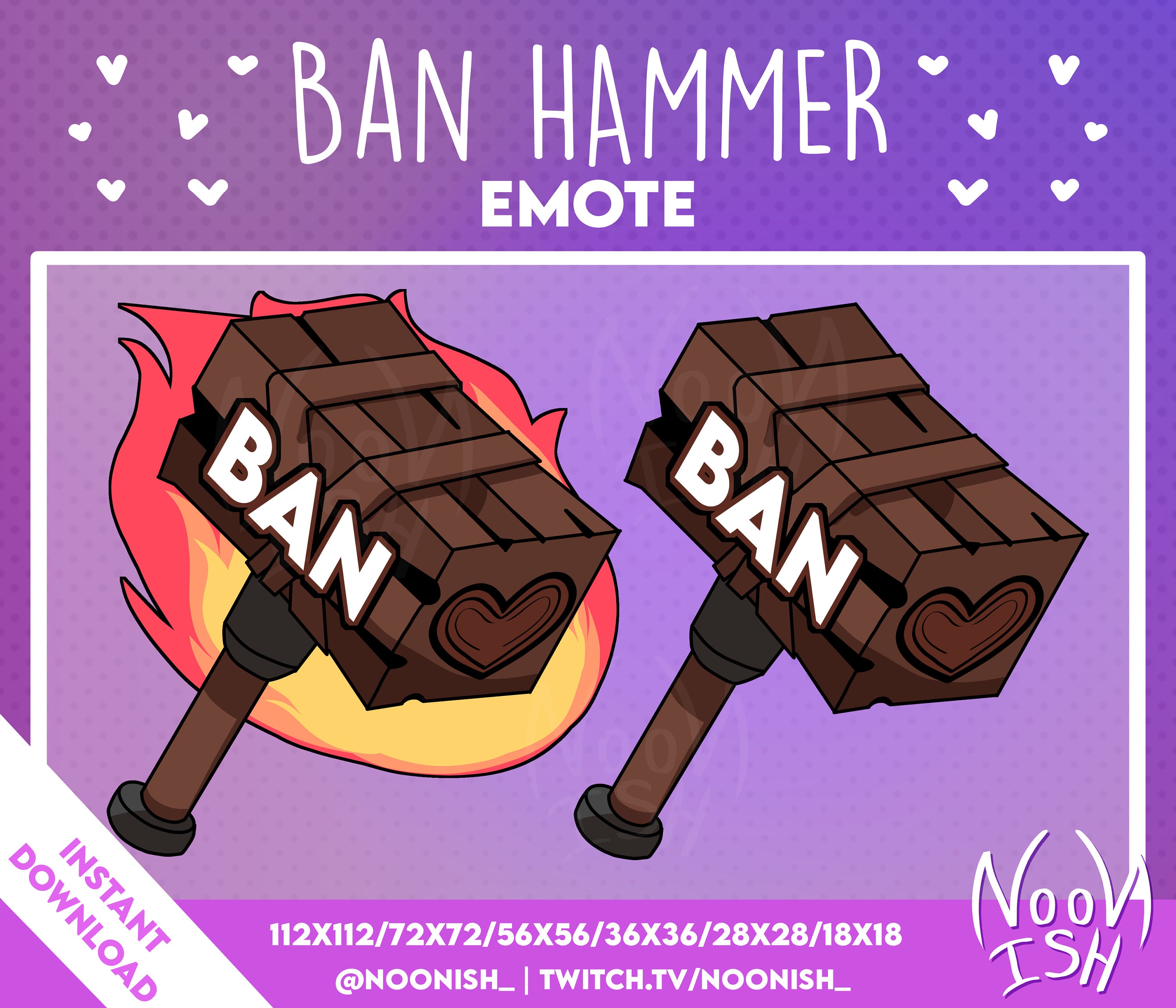 BAN HAMMER 2x Cheap Emotes Variations Twitch Graphics for Streamers ...
