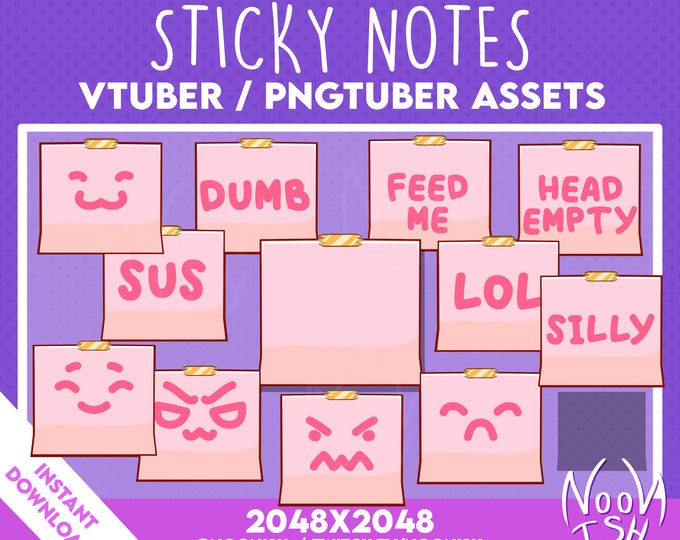 VTuber / PNGTuber Sticky Note Asset MEGAPACK / PREMADE & CUSTOMIZABLE ...