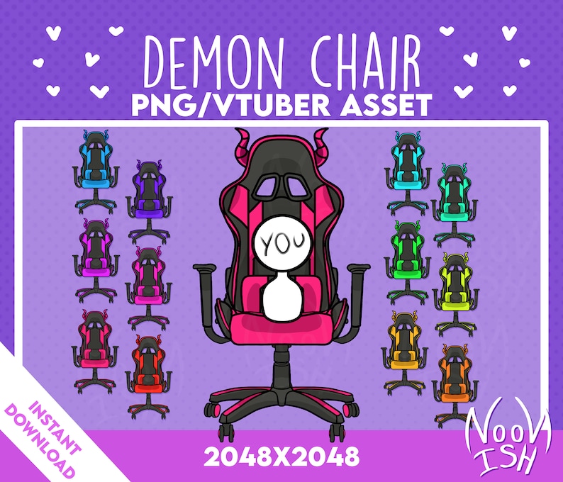 Vtuber PNG Tuber Asset Demon Horn Gaming Chair - VIBRANT BLACK (12 ...