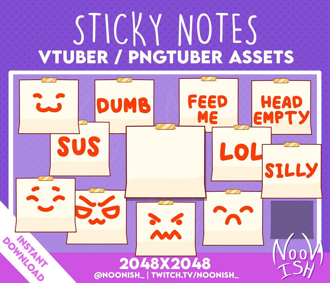 WHITE Vtuber / Pngtuber Sticky Note | Funny Stream Overlay/assets ...